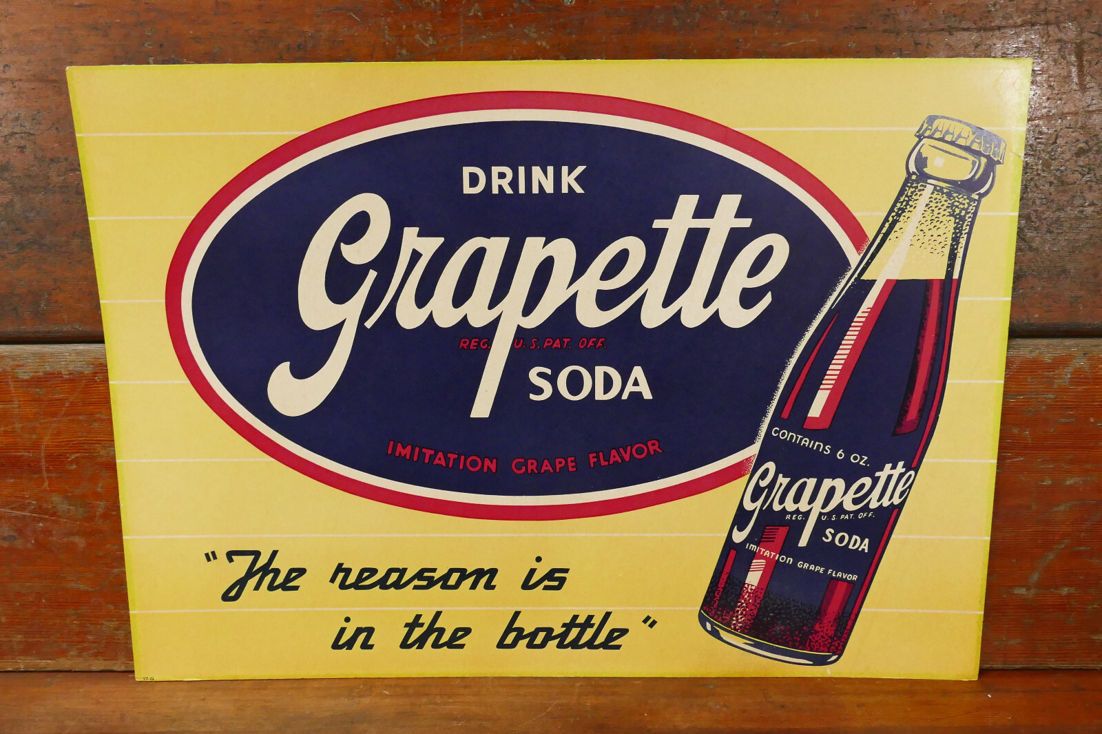 RARE Vintage Original 1940s/1950s Grapette Soda Large Cardboard Bottle ...