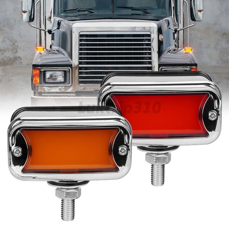 2X Red/Amber LED Fender Dual Face Side Marker Light Brake Turn Signal ...