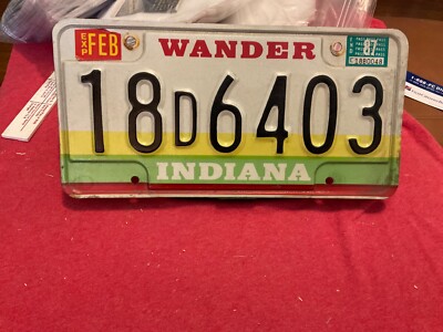 Indiana License Plate 18D6403 Wander 1987 | eBay