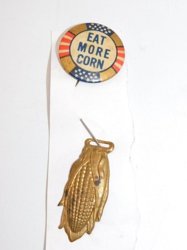 TT-VINTAGE PINBACK & FOB~"EAT MORE CORN"~EAR OF CORN FOB~ | eBay