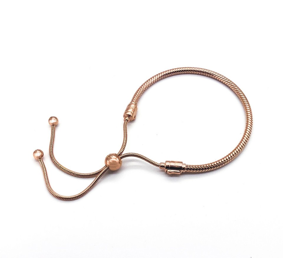 PANDORA Rose Shine Gold Sliding Chain Charm Bracelet 569652C0 589652C0 ...