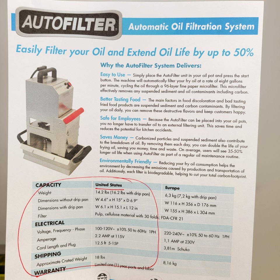 NEW - COMPLETE - AUTOFRY VITO Autofilter Deep Fry Oil Filter | eBay