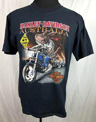 VTG 1997 Harley-Davidson Australia Black Kangaroo Biker S/S T-Shirt L ...