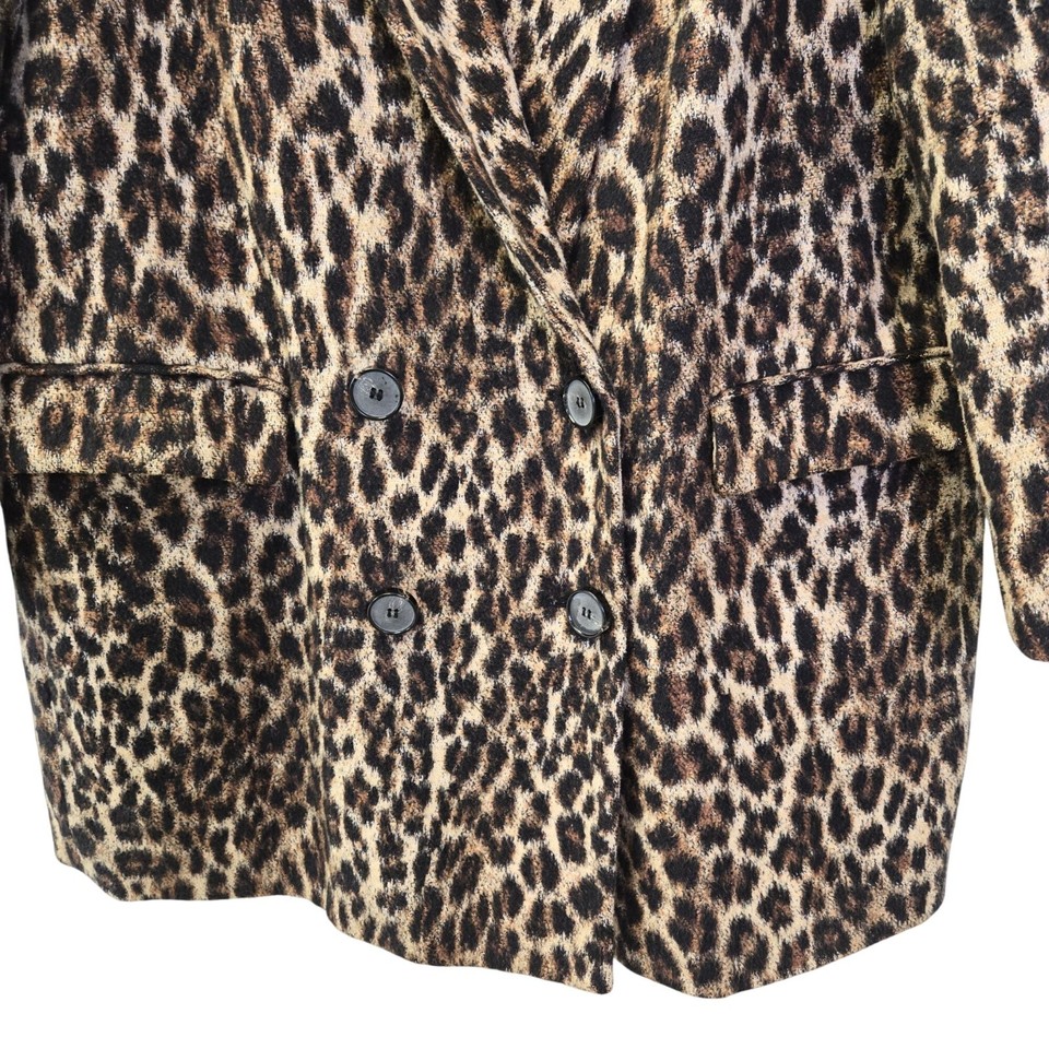 Zara Basic Leopard Print Double Breasted Peacoat Size XL | eBay