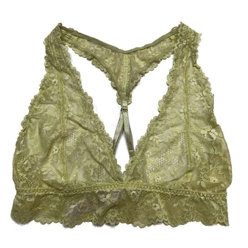 Savage X Fenty Racerback Bralette Bra Yellow Floral Lace Women's Medium ...