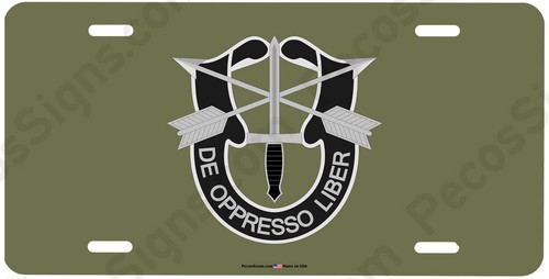 US Army Special Forces Shield on an OD Green Alum License Plate USA ...