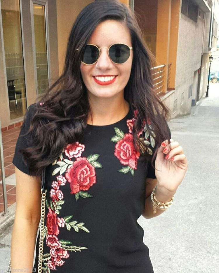 ZARA BLACK EMBROIDERED MIDI DRESS BLACK Ref. 7668/778 SIZE MEDIUM M | eBay