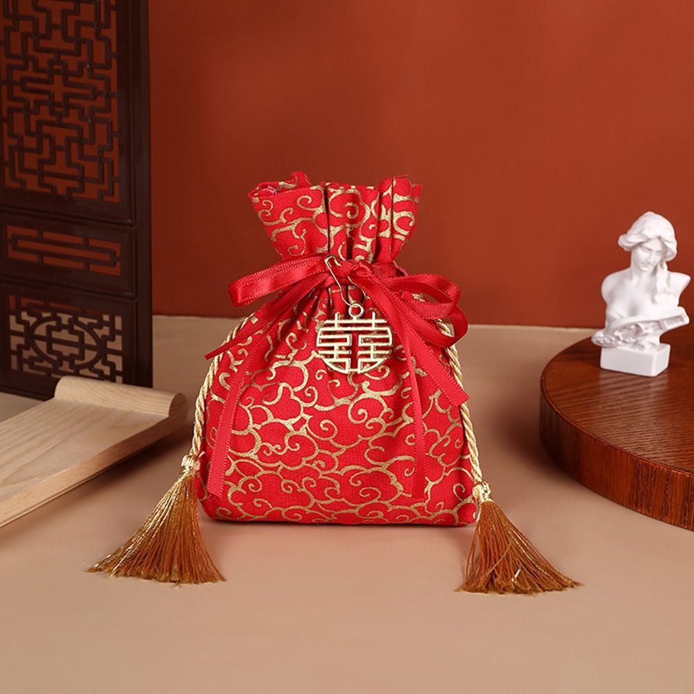 Chinese New Year Wedding Gift Bags Cotton Drawstring Bag Blessing ...