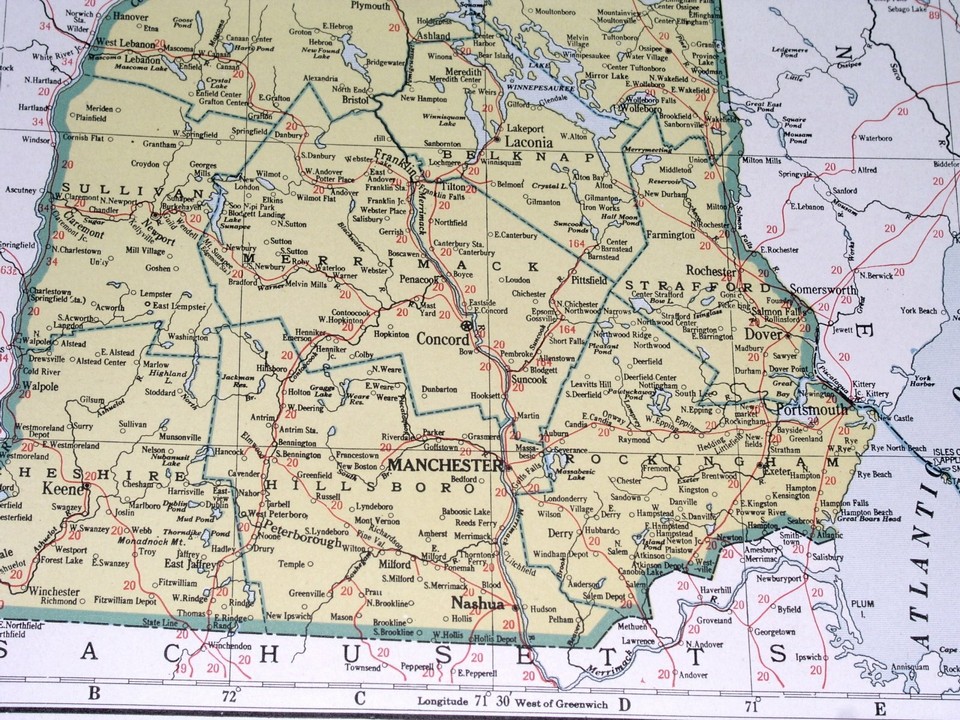 1943 VINTAGE WWII MAP OF NEW HAMPSHIRE / NEVADA | eBay UK