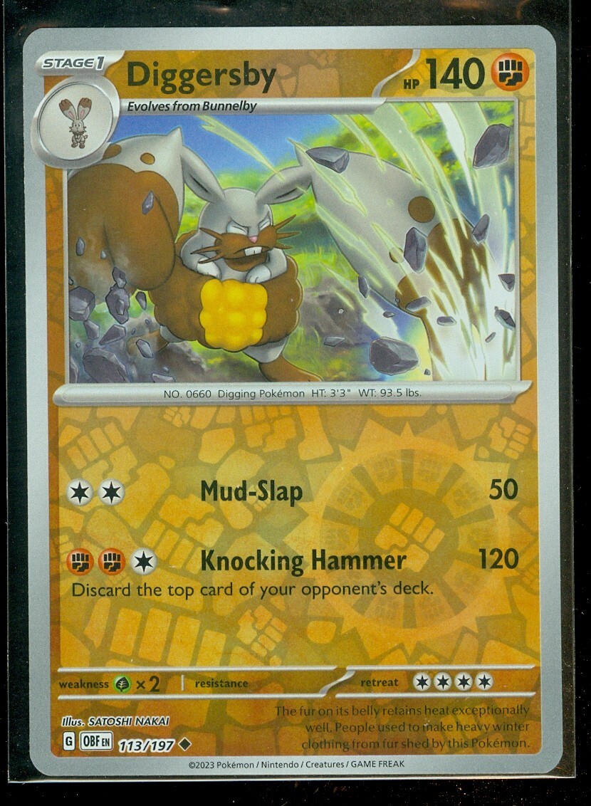 Pokemon DIGGERSBY 113/197 Obsidian Flames Rev Holo - - MINT | eBay