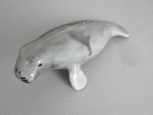 Vtg Manatee Figurine Studio Art Ceramic - Gray glaze Small 8" length | eBay
