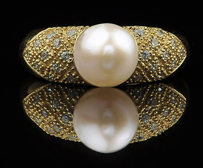 3.55Ct Natural Freshwater Pearl & IGI Certified Diamond Ring In 14KT ...