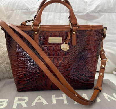 BRAHMIN Mini Asher Pecan Melbourne High Gloss MINT Condition! | eBay