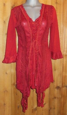 nwt PRETTY ANGEL blouse TUNIC WESTERN RUFFLES LACE slenderizing ...