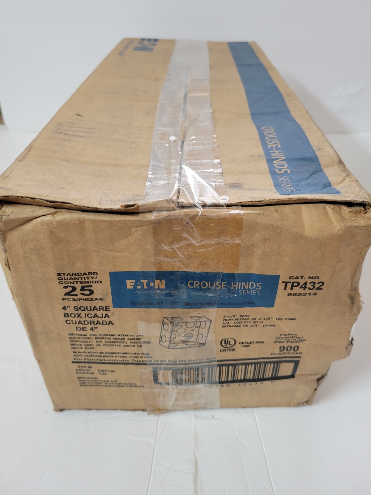 Lot Of 25 Eaton Crouse-Hinds TP432, 4" x 2-1/8"x 4" Electrical Square ...