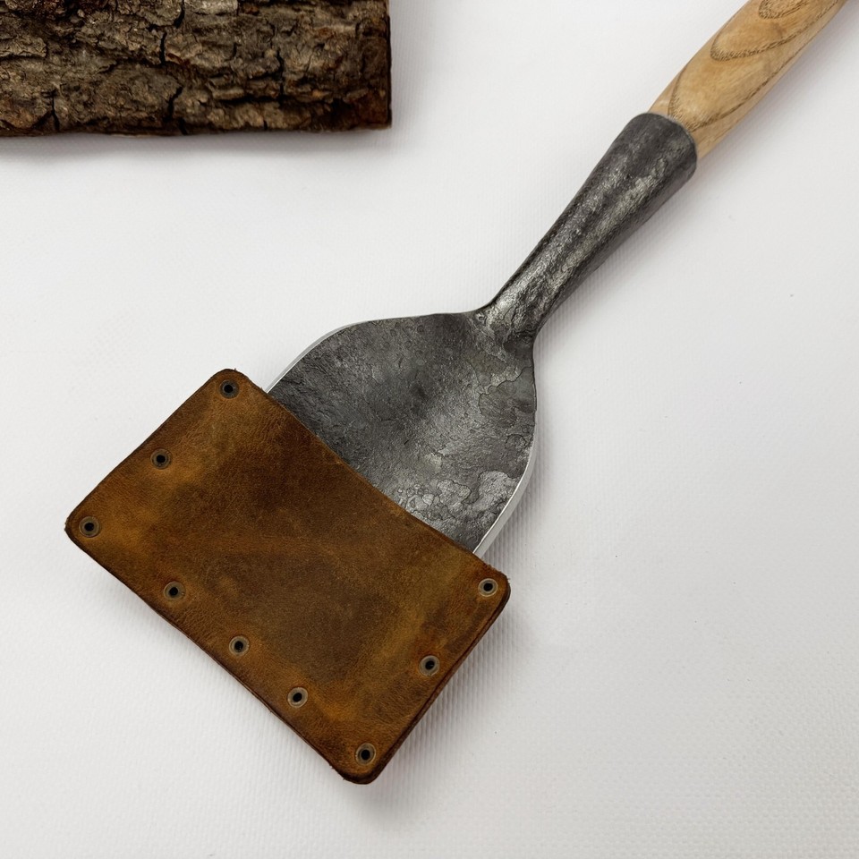 Rounded Timber Chisel – Hand-Forged Steel, Ash Handle, Sheath, Heavy ...