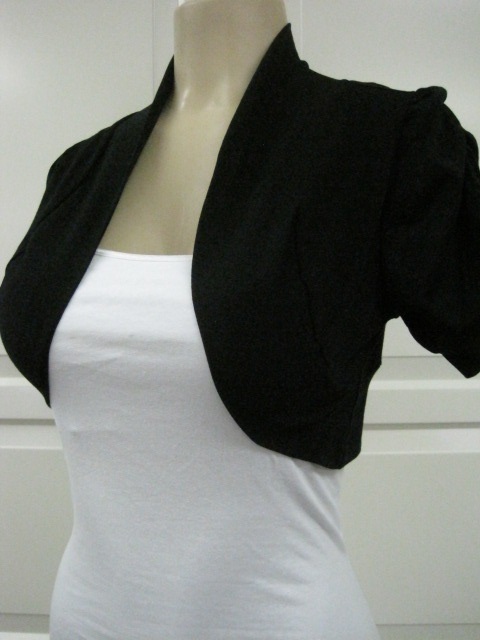 CUTE SHIRRED SHORT SLEEVE SHRUG BOLERO SHORT JACKET CARDIGAN REG N PLUS ...