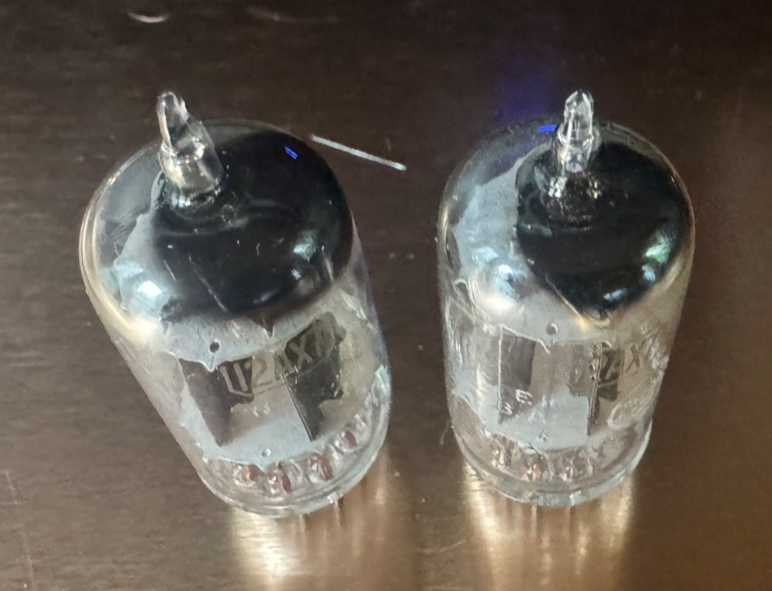 Lot of 2 RCA 12AX7 Vacuum Tubes Angled D Getter Long Black Plates ...