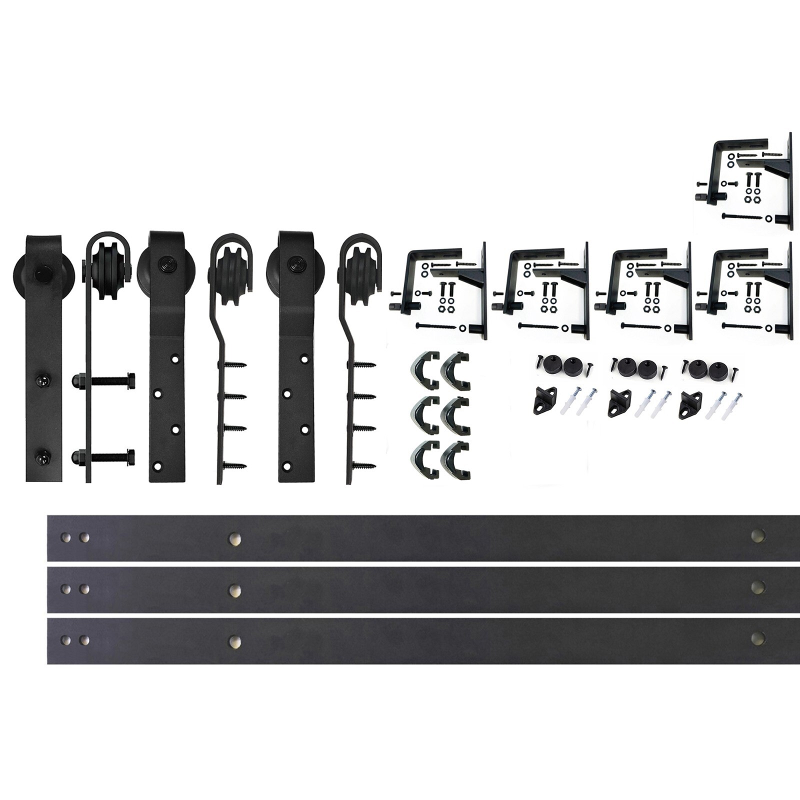 Triple Track Bypass Sliding Barn Door Hardware Kit- Inverted Bent ...