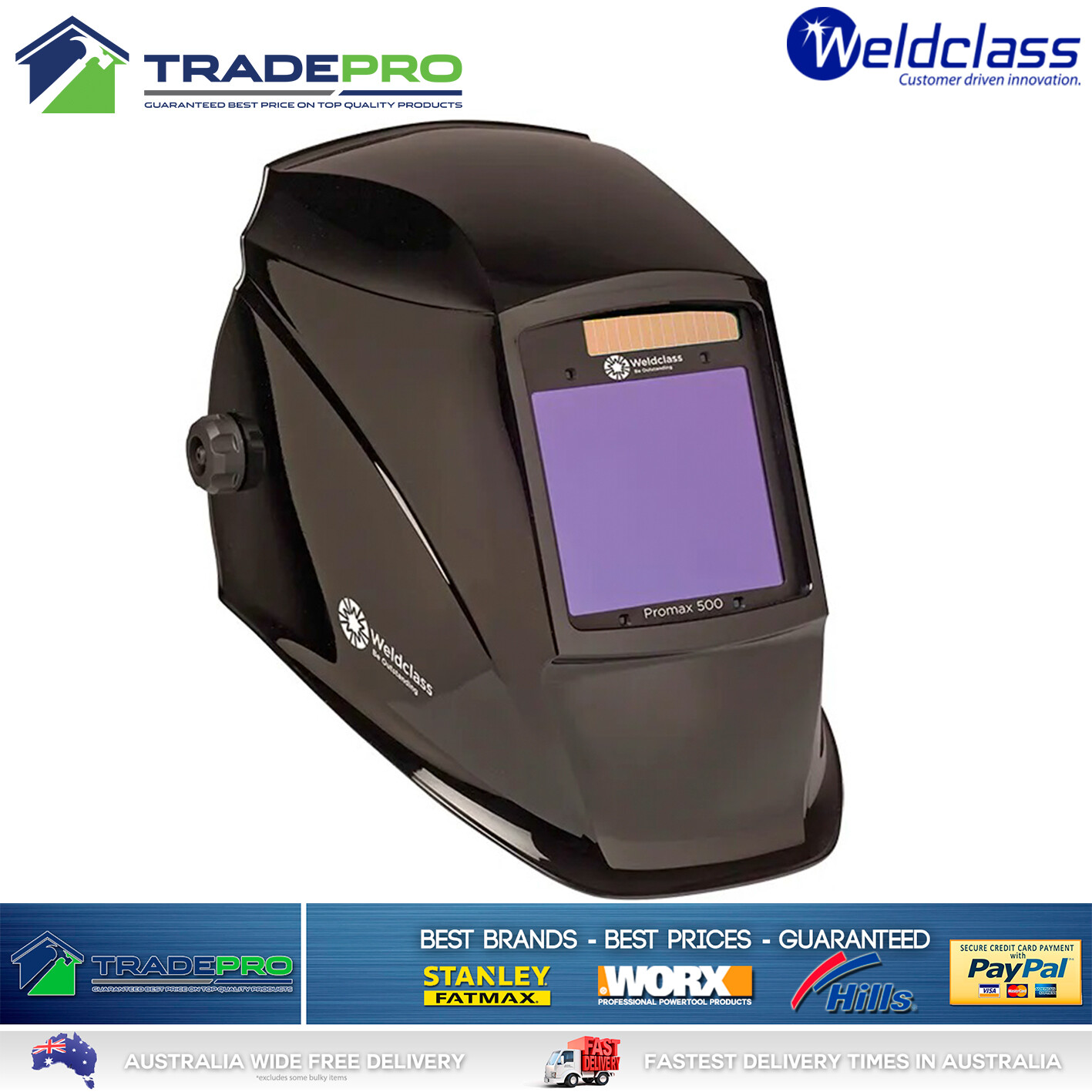 Welding Helmet Mask Promax 500 Black Auto Sensor Welder Oxy TIG Boiler ...