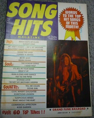 Song Hits Magazine March 1971 Grand Funk Railroad Chet Atkins Jerry ...