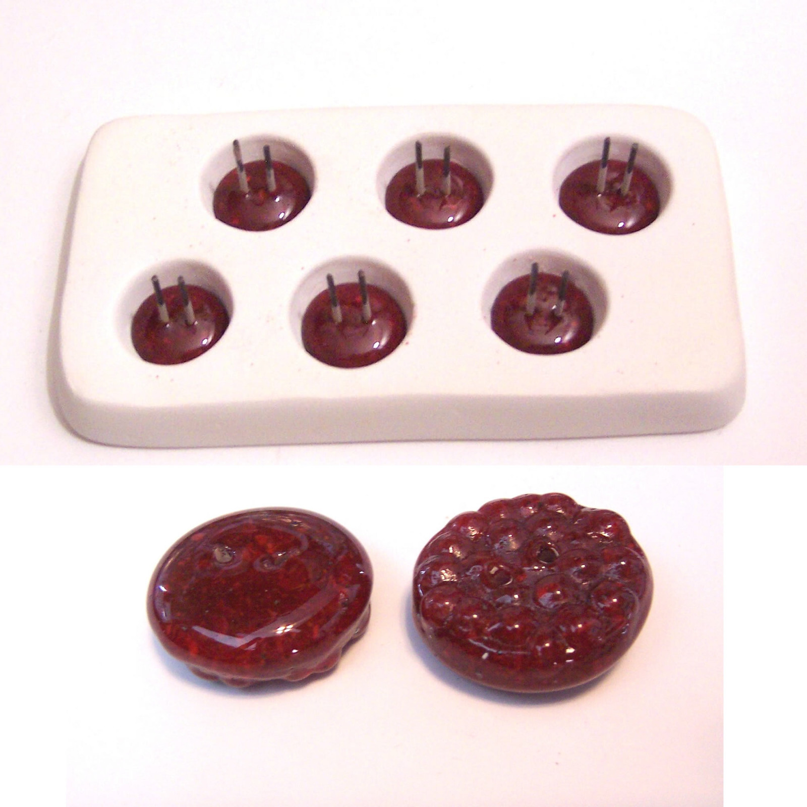 Perfect-Hole Six 1" Berry Button Glass Fusing Molds Frit Casting Button ...