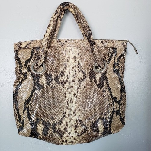 Menotti Made in Italy Real Python Snakeskin Bag Purse Handbag Tan Beige ...