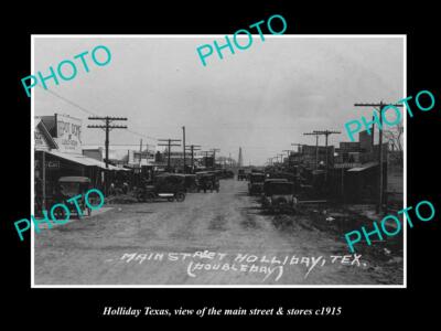 OLD POSTCARD SIZE PHOTO OF HOLLIDAY TEXAS THE MAIN STREET & STORES ...