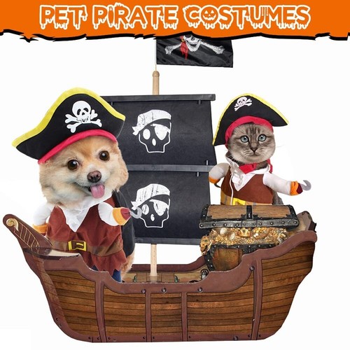Dog & Cat Funny Pirate Costume Pet Clothes Halloween Christmas Party ...