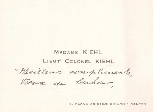OLD MILITARY BUSINESS CARD LIEUTENANT COLONEL AND MADAME KIEHL | eBay