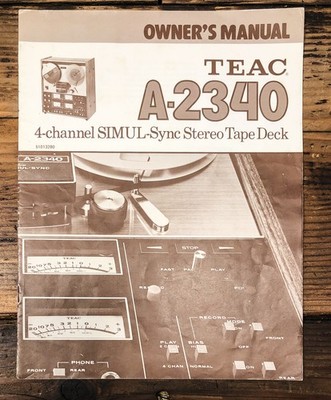 TEAC A-2340 Reel to Reel Owners / User Manual *Original* | eBay