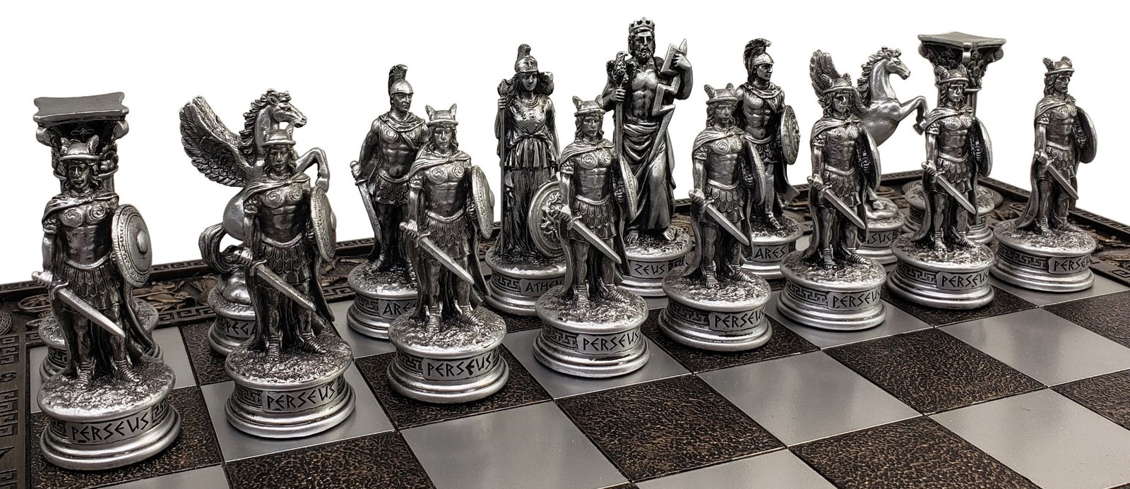 Greek Mythology Olympus Gods Chess Set Pewter & Bronze Color W 17 ...