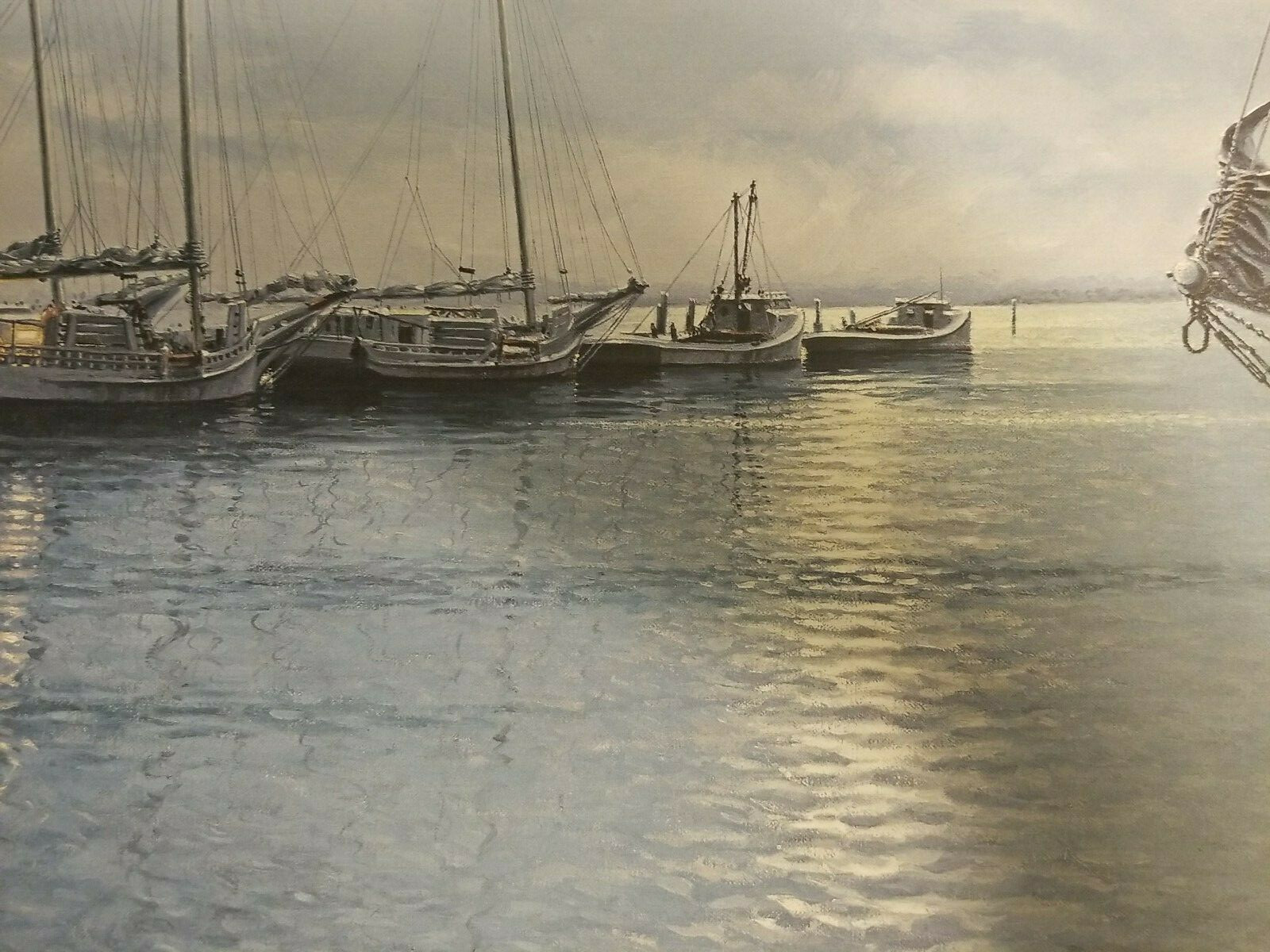 John M Barber Print "Moonlight Harbor" Limited Edition, Numbered, Free ...