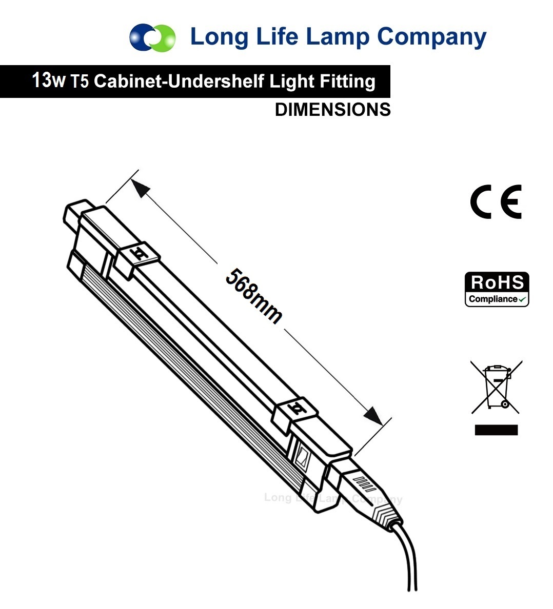 T5 Cabinet-Undershelf Light Fitting 6W, 8W, 13W + CFL Tube Energy ...