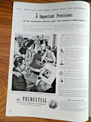 1942 Prudential Insurance Ad 5 Important Provisions You Should Know ...