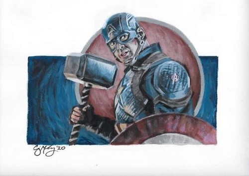 "Worthy" 9" x 12" Captain America painting, by Craig Mahoney | eBay