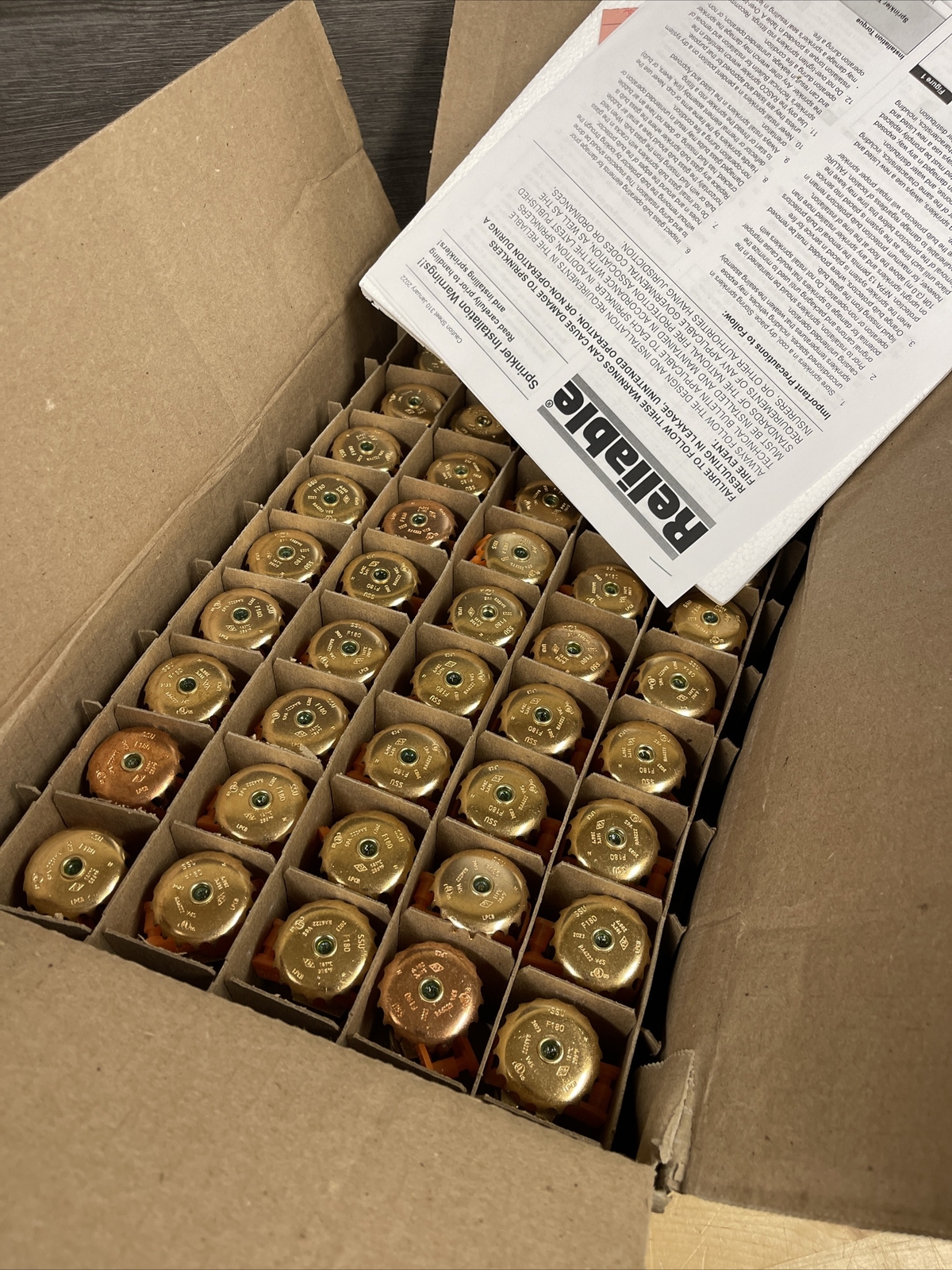 Lot Of 100 Reliable F1-80 Standard Response Upright Sprinkler RA6222 ...