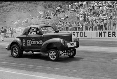 Fred Hurst's 1941 Willys Hemi-Powered Drag Car Motor Racing Old Photo ...