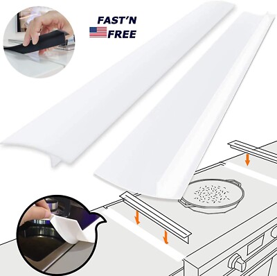 2Pcs Kitchen Silicone Stove Counter Gap Cover Oven Guard Spill Seal ...