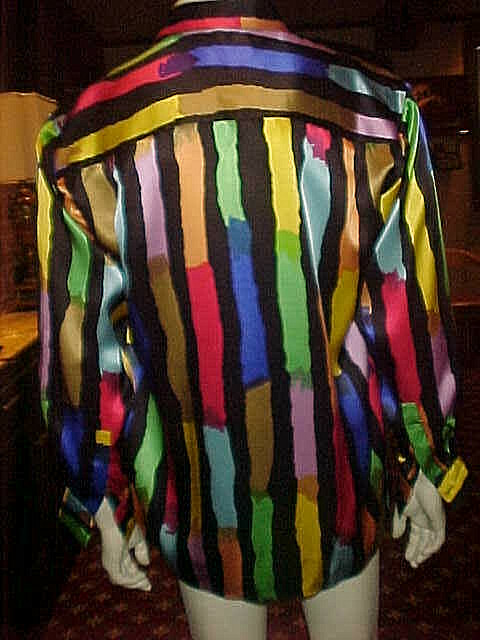 VINTAGE MENS GENELLI SILK SHIRT MULTICOLOR PAINT DESIGN MAIN COLOR SIZE ...