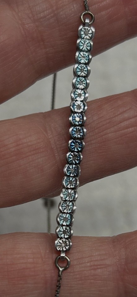 KA 1772 Sterling Silver Diamond Bolo Style Box Chain Italian 925 ...