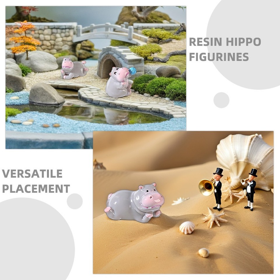 12 Pcs Mini Hippo Figurines Resin Animal Figures Cute Tiny Hippo ...