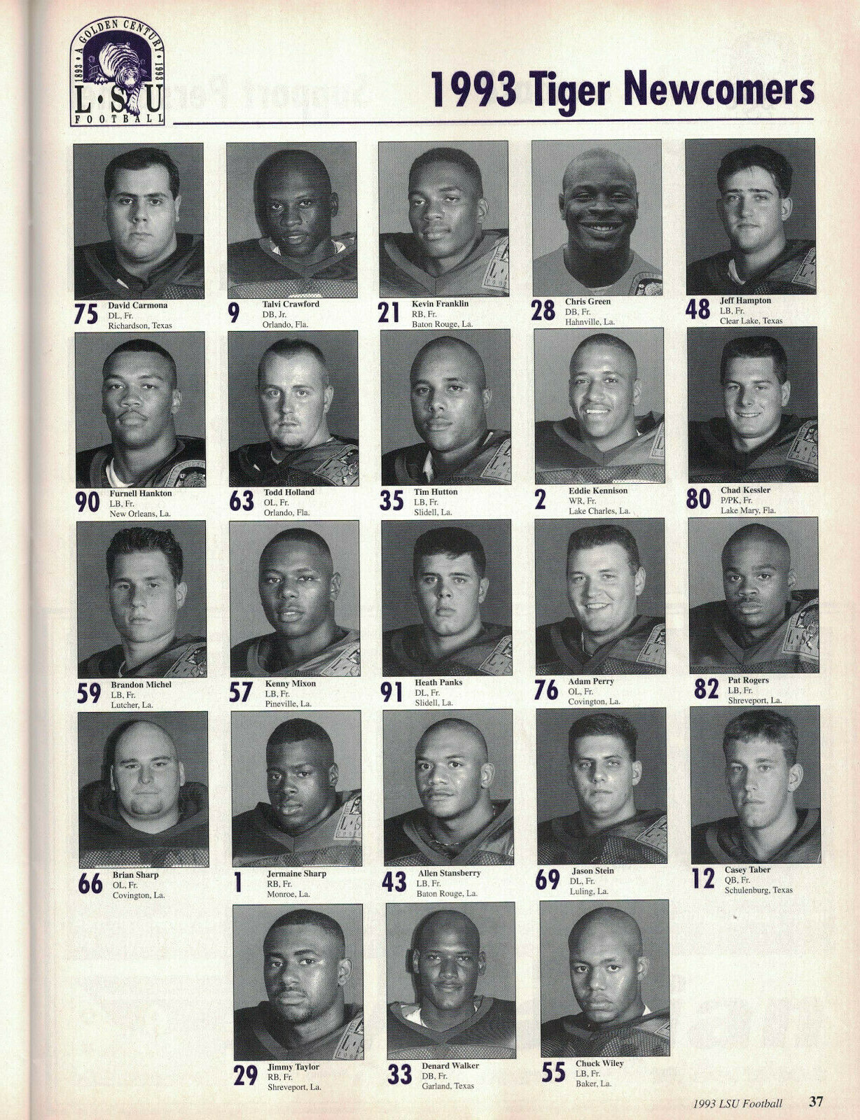 Sept 18 1993 LSU v Auburn Tiger Std 100 Years of Tiger Football Issue ...