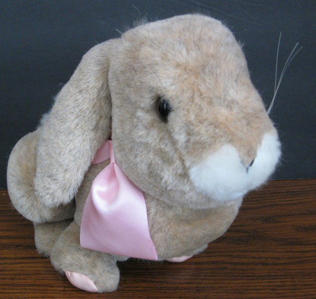 Applause Plush Rabbit - Light Brown w Pink Ribbon - 13" - 1985 Vintage ...