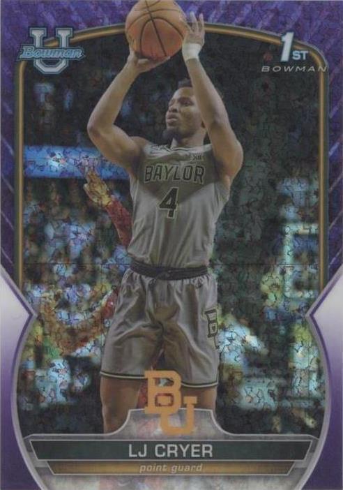 2022-23 Bowman University Chrome - LJ Cryer #87 Purple Mini-Diamond ...