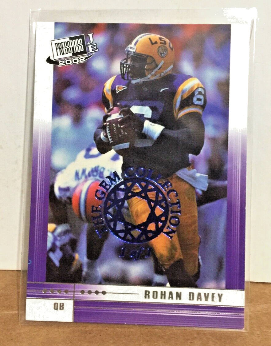 Rohan Davey 2002 Press Pass JE Rookie The Gem Collection Masterpiece #1/1 SP RC | eBay