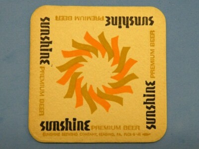 Vintage Beer COASTER ~ SUNSHINE Brewing Co Premium Beer ~ Reading ...