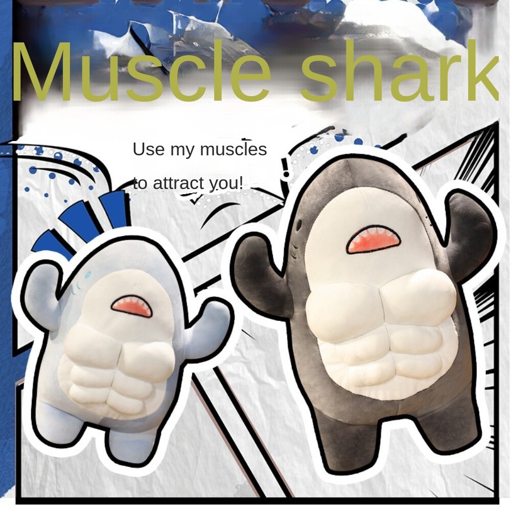 45CM Muscle Shark Plush Toys Strong Animal Pillow for Girl Boyfriend | eBay