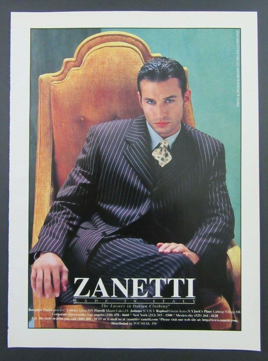1998 ZANETTI Luxury Italian Clothing Line Full Page Magazine Ad | eBay
