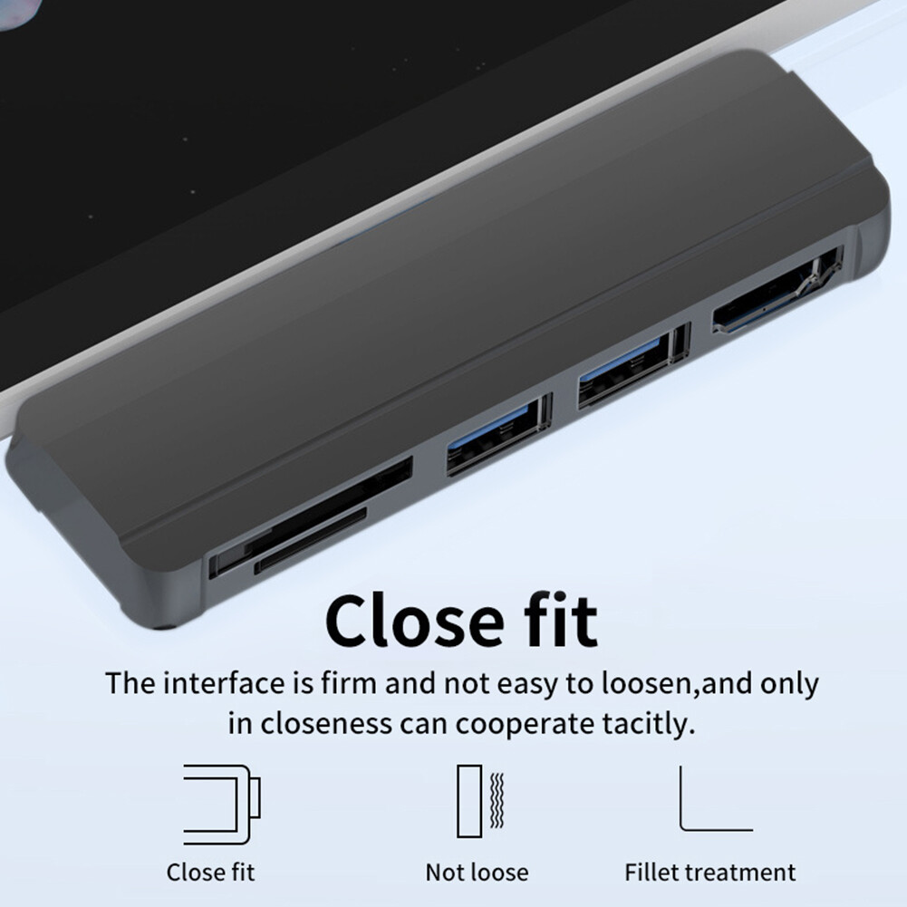 For Surface Pro 6 5 4 Hub with 4K HDMI-Compatible USB 3.0 TF Slot ...